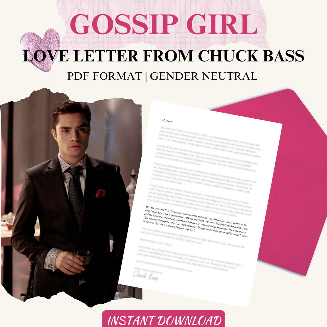 Love Letter From Chuck Bass | Digital Parody Letter | Not Personalized ...