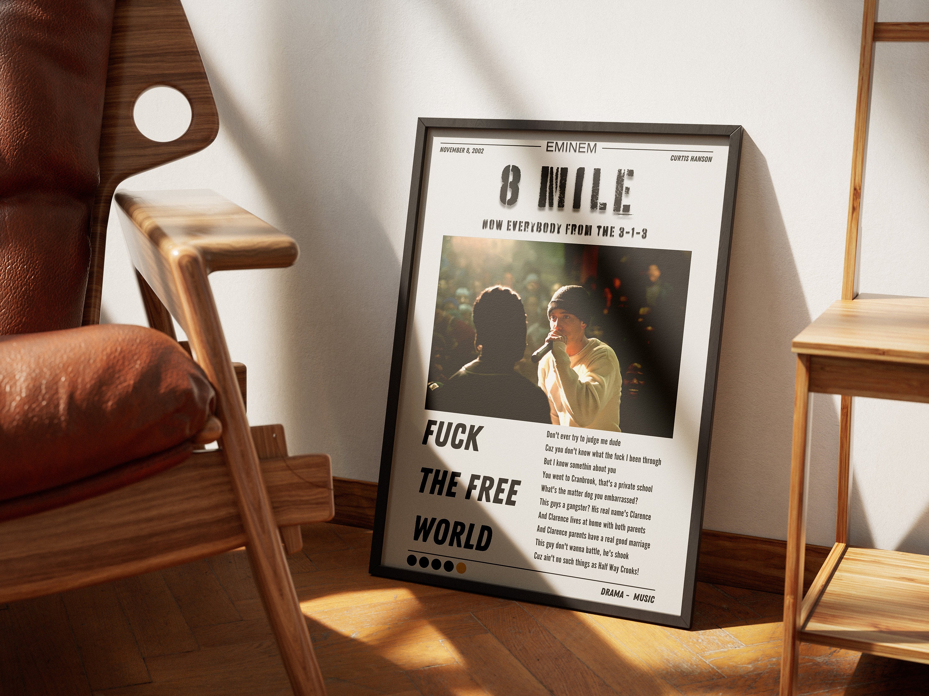 8 Mile Movie Poster, Vintage Movie Wall Art, Eminem Movie, Slim Shady ...