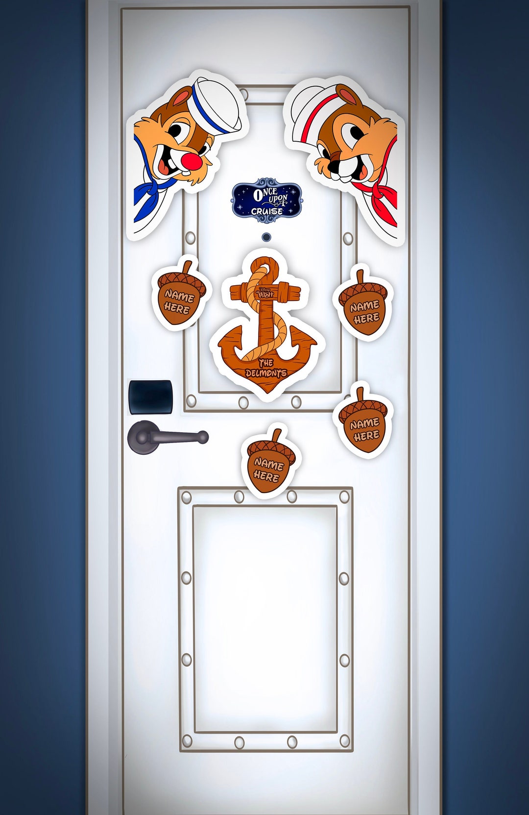 Disney Wish Cruise Sailor Chip and Dale DCL Anchor & Acorns Art Disney ...