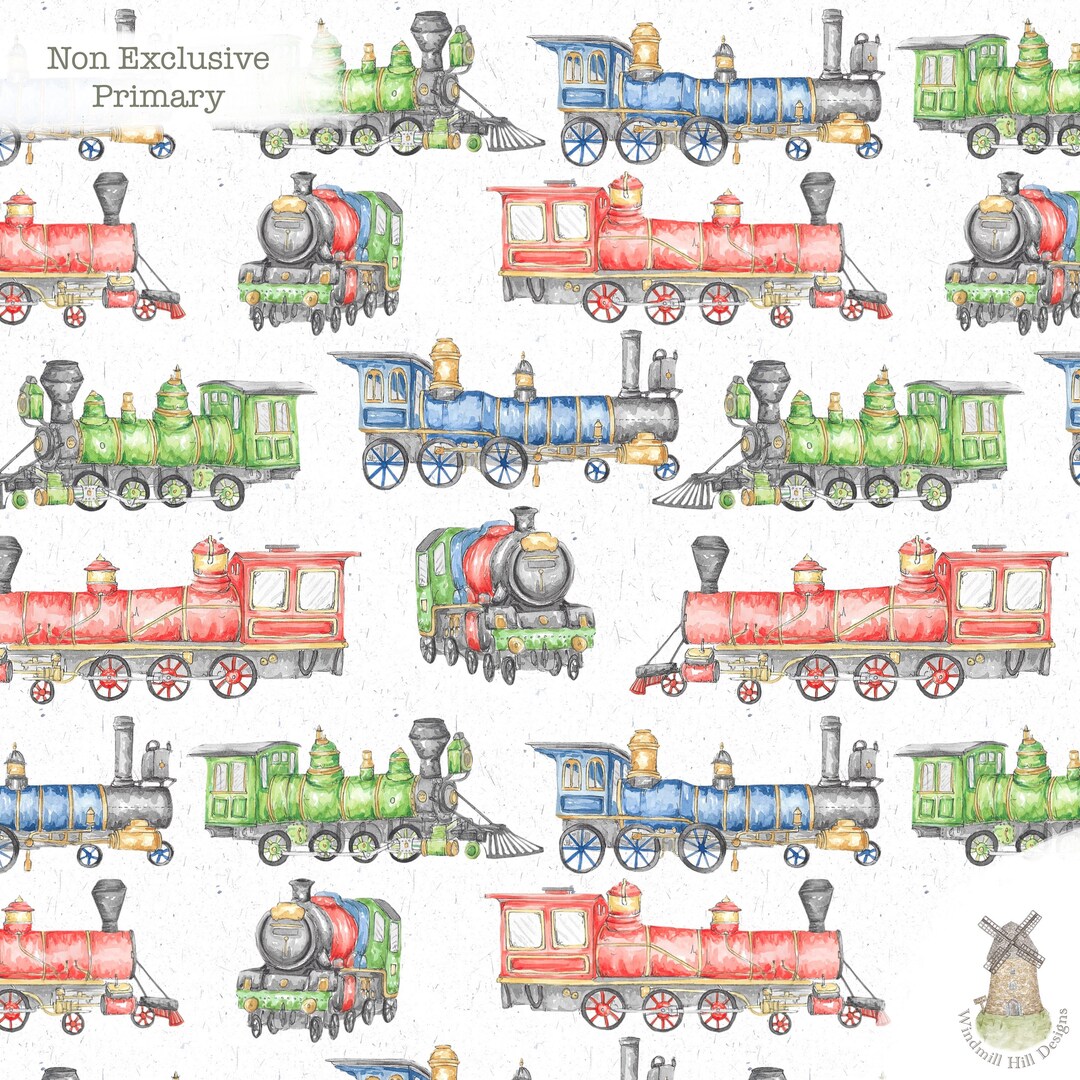 Trains Steam Train Digital Seamless Fabric Design Non Exclusive - Etsy