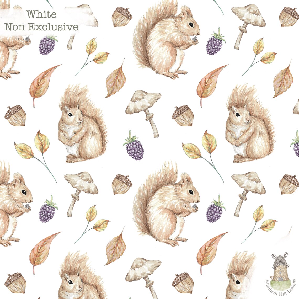 The Forager Squirrel Design Digital Seamless Design 7inch X 7inch ...