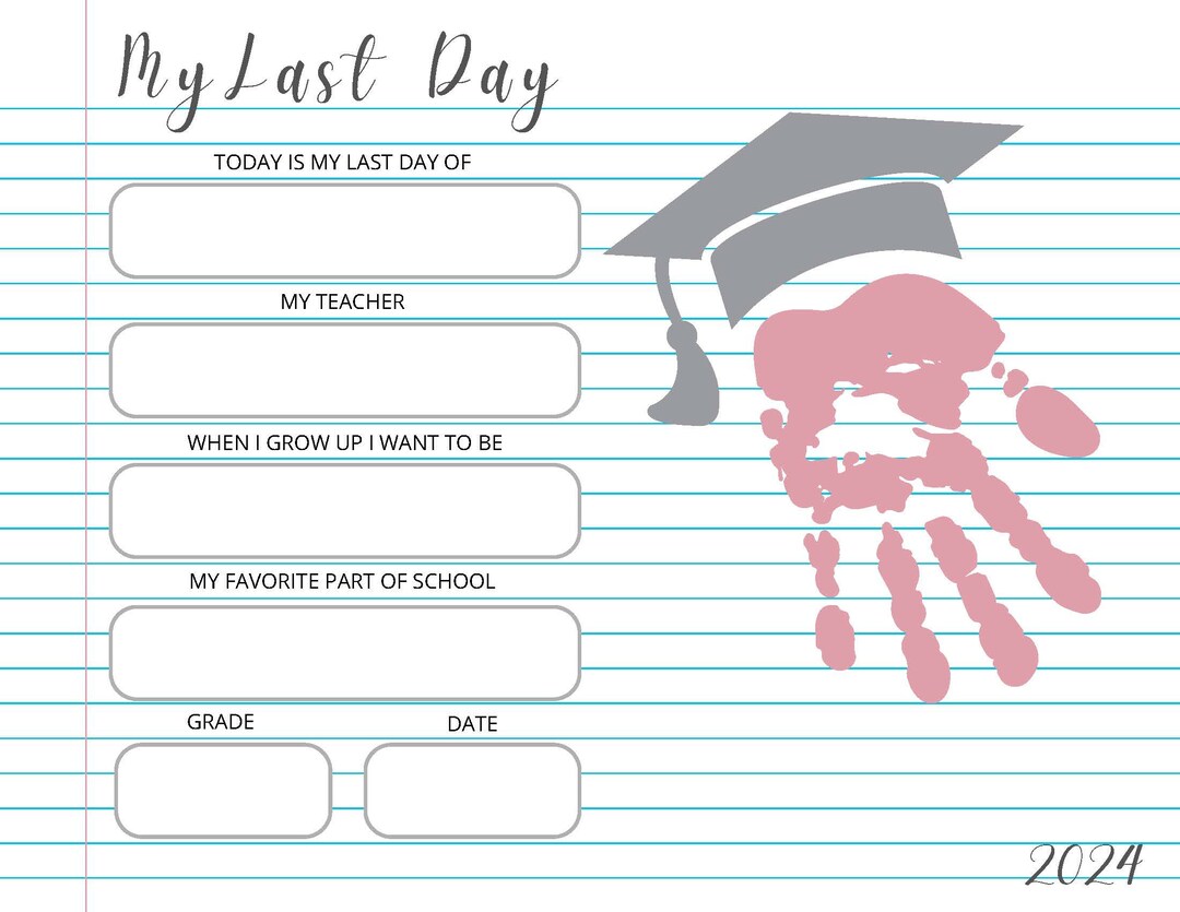Last Day of School Printable - Handprint PDF - Etsy