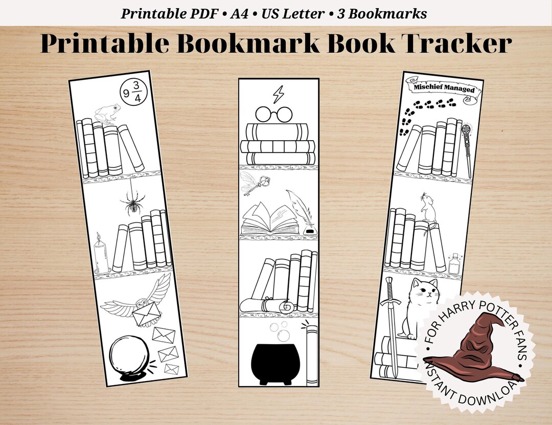 Wizard Printable Bookmark, Set of 3 - Reading Log, Bookshelf Bookmarks ...