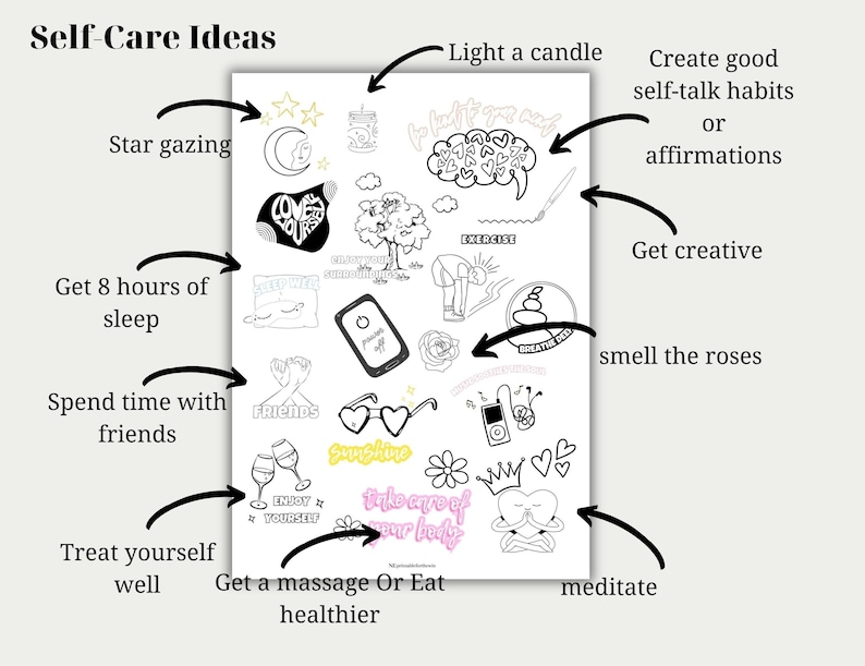 Self-care Coloring Page Printable, Mindfulness Coloring, Adult Coloring ...