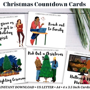 Printable Christmas Countdown Cards, Advent Calendar, 24 Days of ...