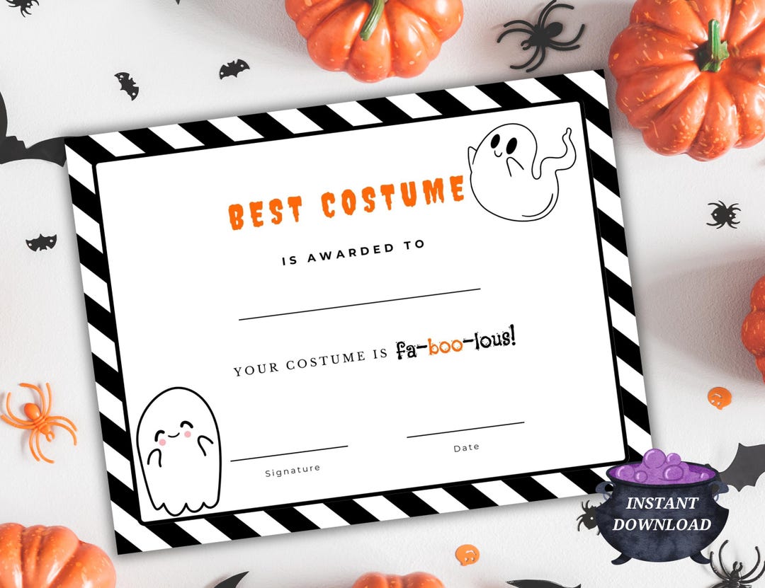 Halloween Costume Award Certificates: Printable Kids Contest (PDF) - Etsy