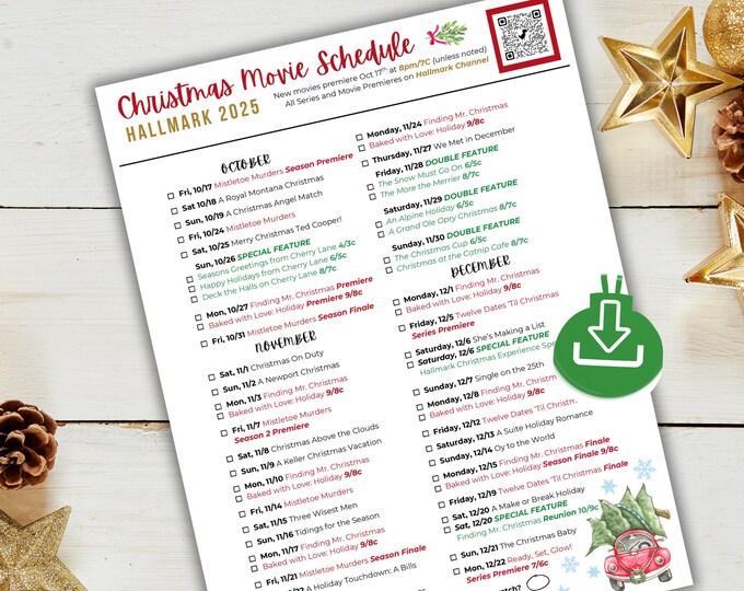 Hallmark Christmas Movie Schedule 2025 - Printable Checklist - Etsy