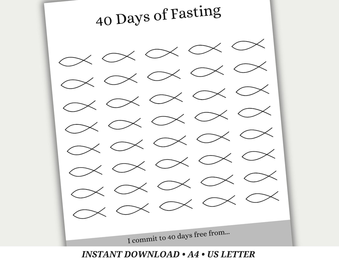 40 Days of Fasting Tracker: Lent Countdown (digital Download) - Etsy