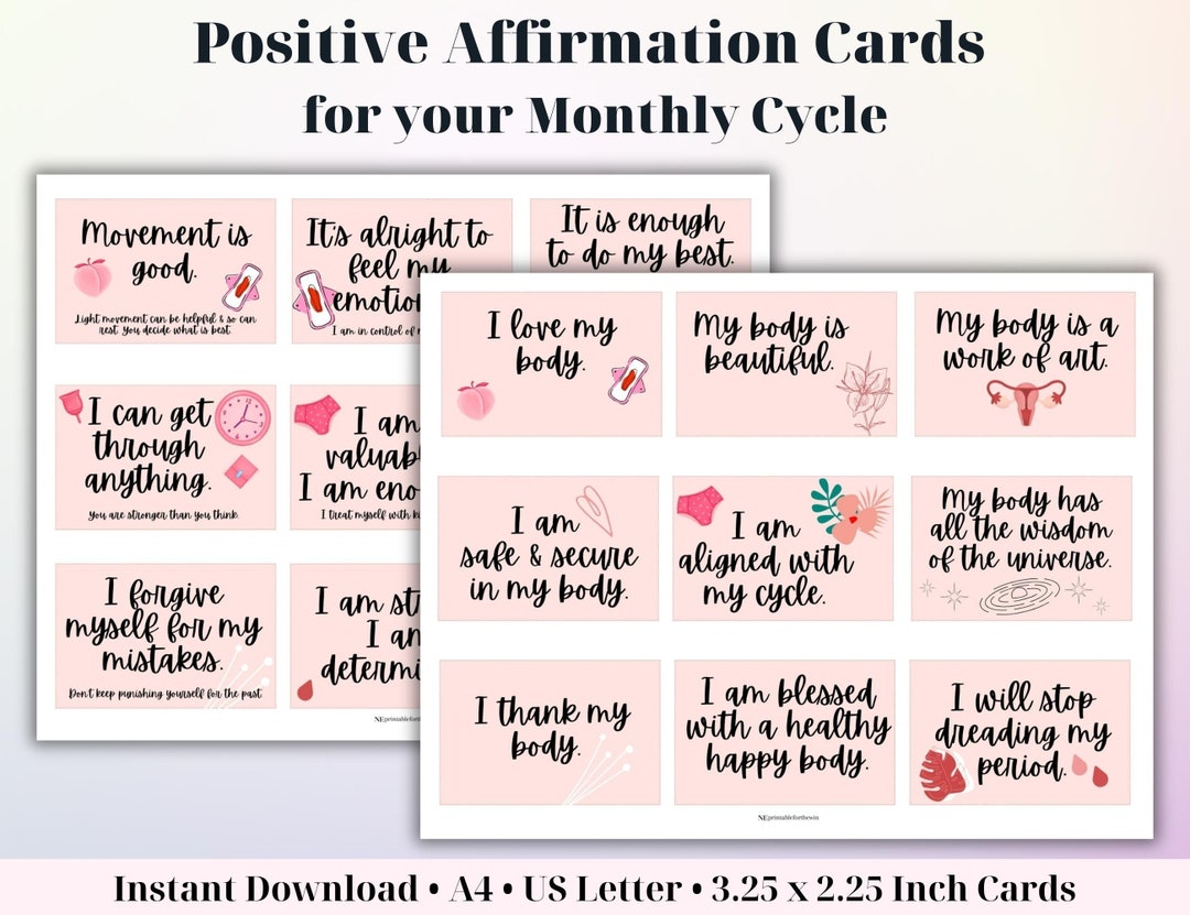 Positive Affirmations for Your Monthly Cycle, Self Care, Affirmation ...