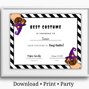 Halloween Costume Award Certificates, Printable Halloween Templates ...