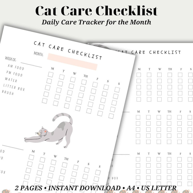 Cat Care Checklist - Etsy