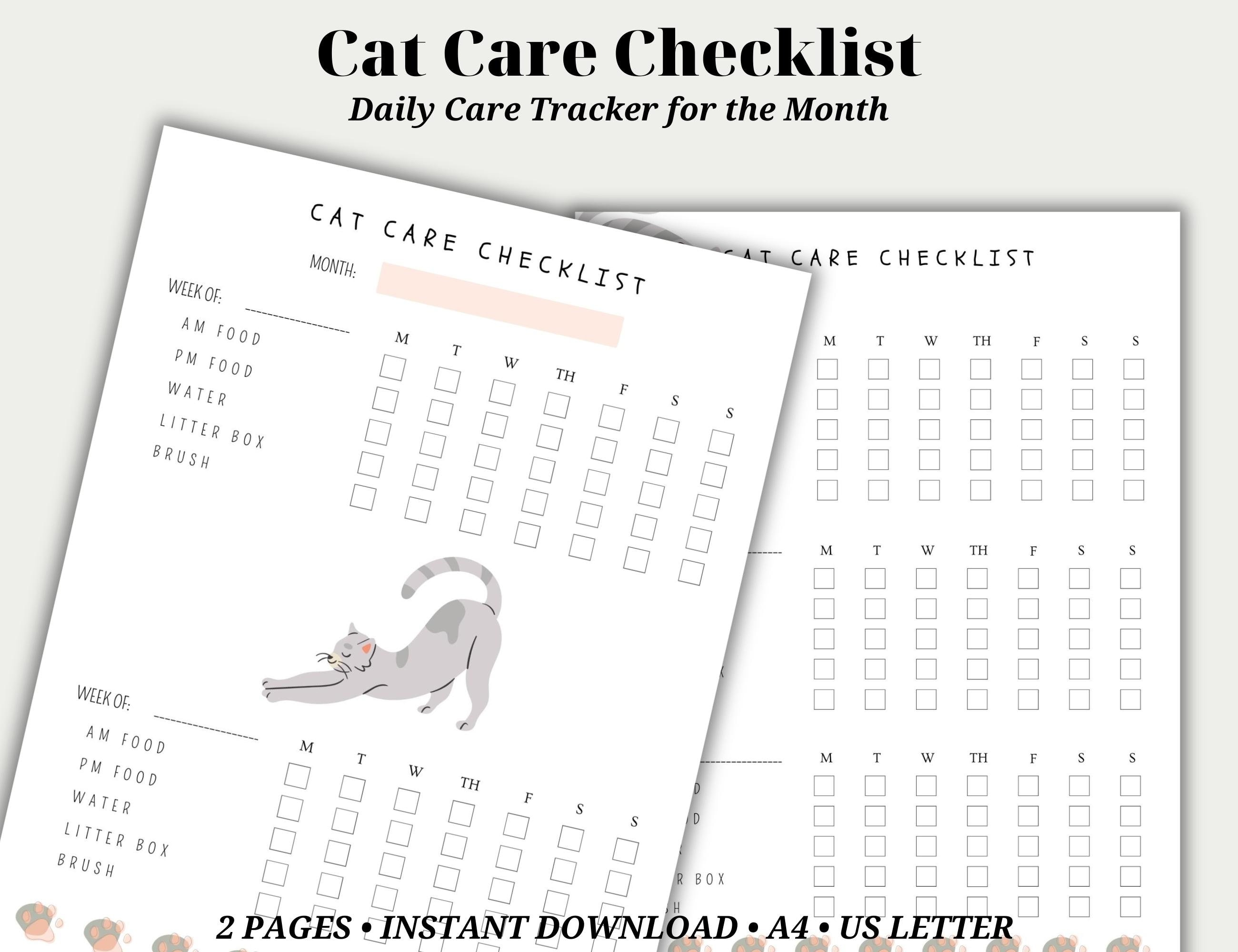 Cat Care Checklist: Pet Chore Chart (digital Download) - Etsy