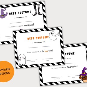 Halloween Costume Award Certificates, Printable Halloween Templates ...