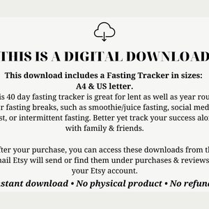 40 Days of Fasting Tracker: Lent Countdown (digital Download) - Etsy