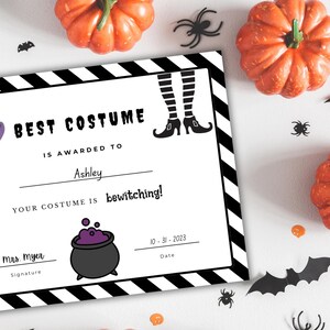 Halloween Costume Award Certificates, Printable Halloween Templates ...