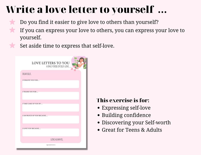 Self-love Letter: Daily Affirmations, Self-care Gift (PDF) - Etsy