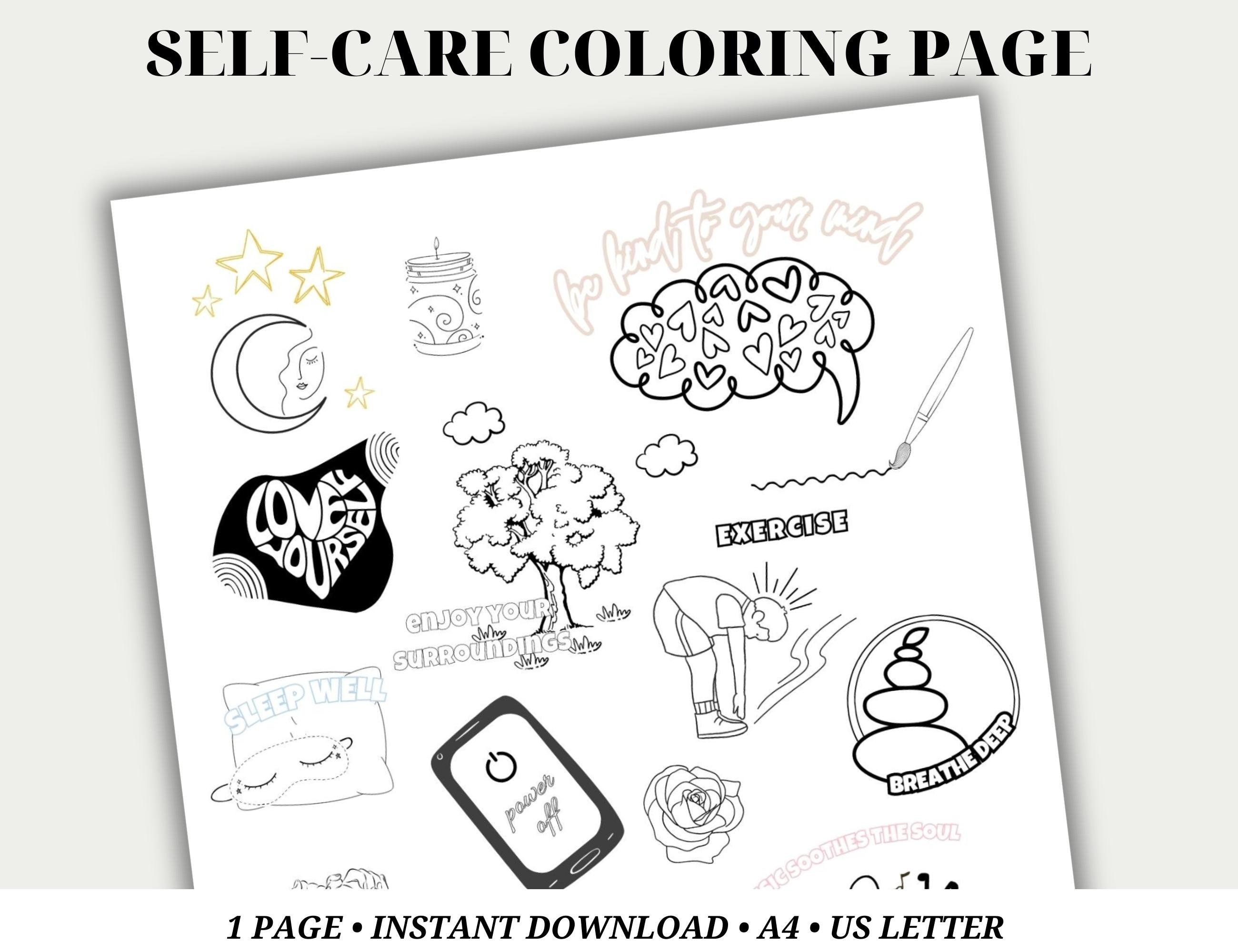 Self-care Coloring Page Printable, Mindfulness Coloring, Adult Coloring ...
