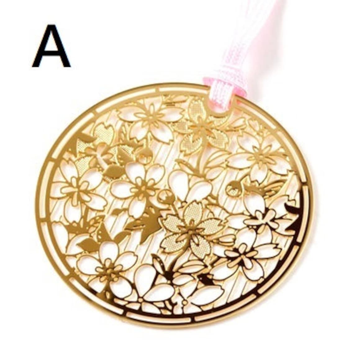 Japanese Cherry Blossom Metallic Golden Bookmark Sakura - Etsy