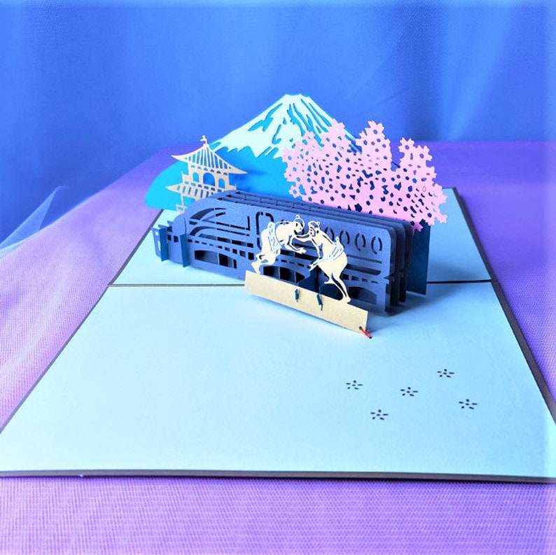 Mount Fuji Japanese Pop up Card, Shinkansen, Cherry Blossom, Pavilion ...