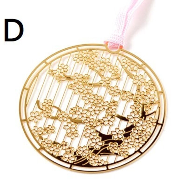 Japanese Cherry Blossom Metallic Golden Bookmark Sakura - Etsy