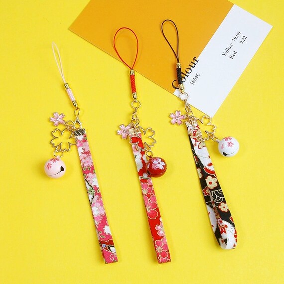 Japanese Cherry Blossom Phone Charm Sakura Amulet With - Etsy