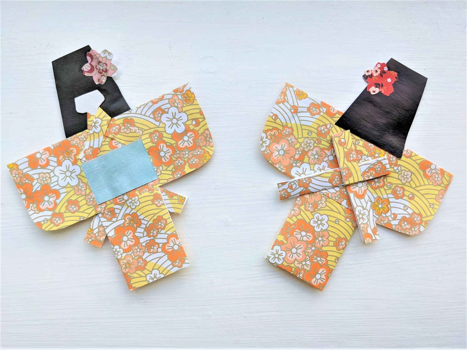 Japanese Origami Bookmarks, Geisha, Kimono Ningyo Paper Doll, Handmade ...