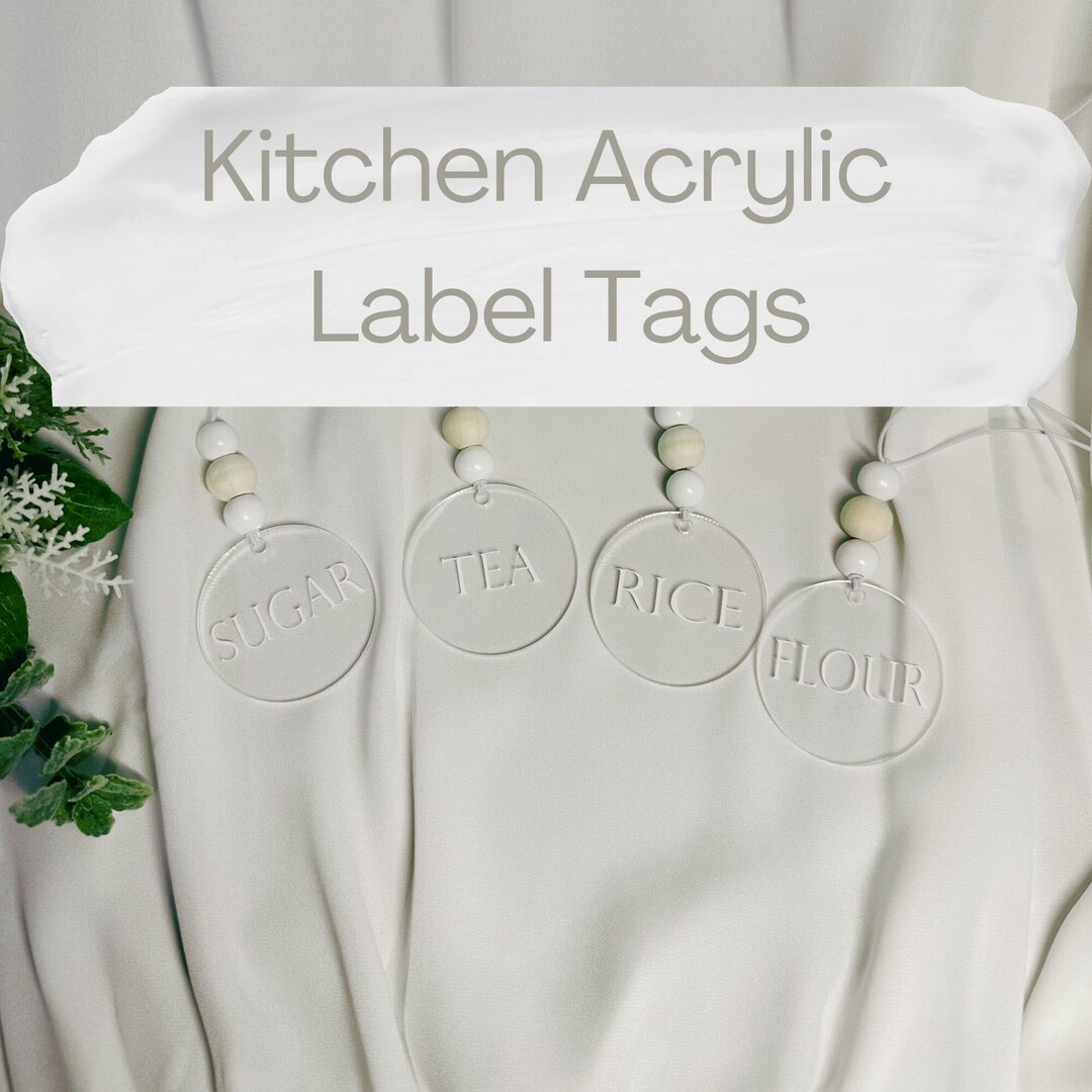 Customizable Acrylic Kitchen Label Tags Kitchen Canister Labels Custom ...