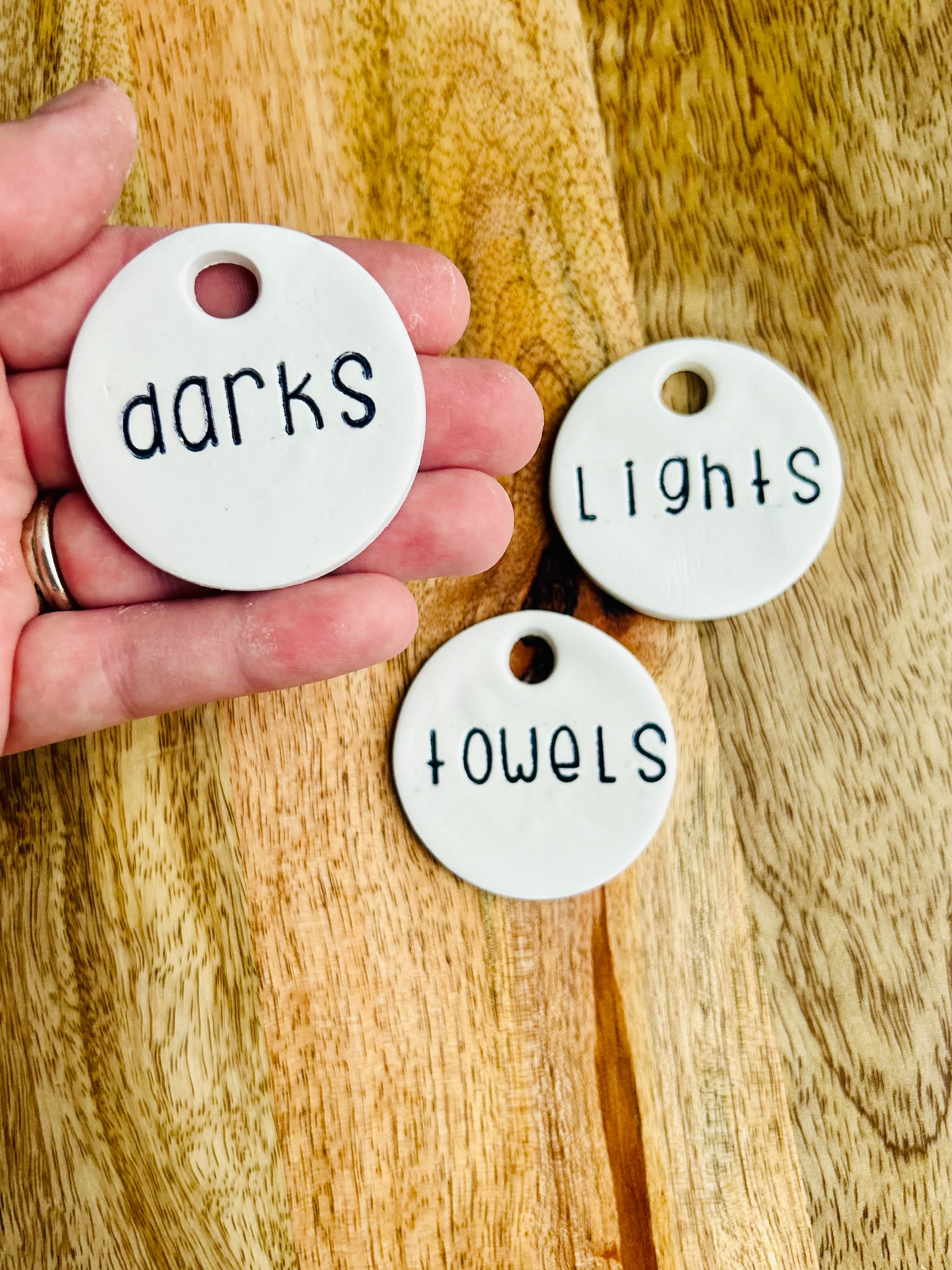Custom Laundry Basket Tags L Lights Darks White Towels Labels L Clay ...