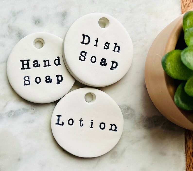 Set of 2 Soap Bottle Dispenser Labels L Dish Soap Hand Soap Tags L ...