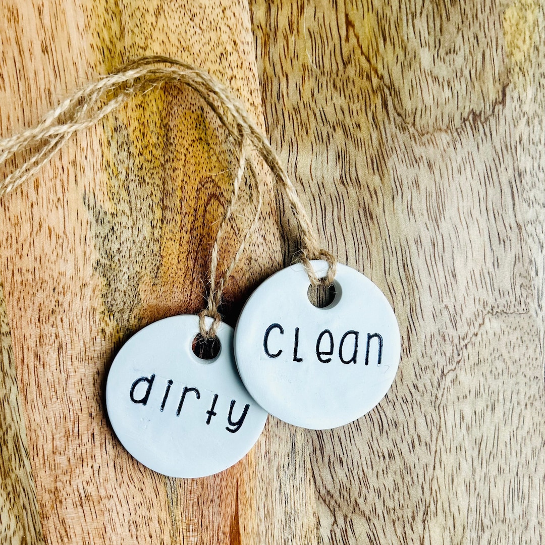Set of 2 Laundry Basket Labels L Dirty Clean Laundry Labels L Clay ...