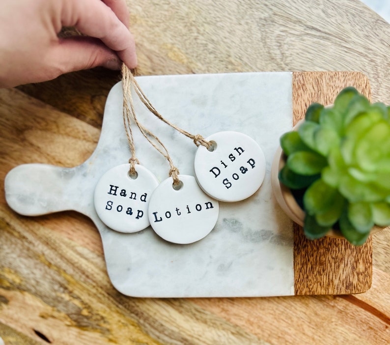 Set of 2 Soap Bottle Dispenser Labels L Dish Soap Hand Soap Tags L ...