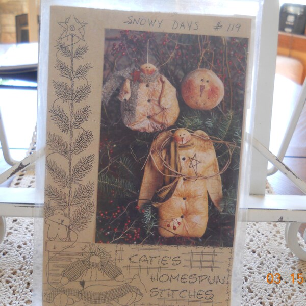 Primitive Snowman Sewing Pattern - Etsy