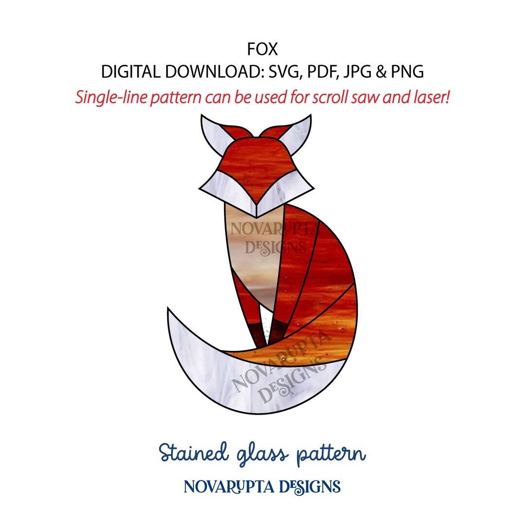 Fox Pattern for Stained Glass, Scroll Saw, or Lasers - Svg, Pdf, Jpg ...