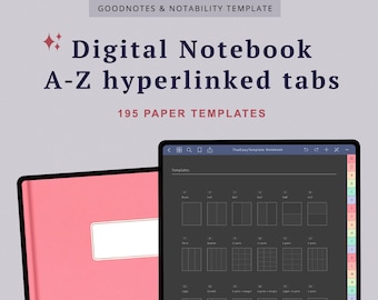12 Tab Hyperlinked Digital Notebook Dot, Grid, Blank, Lined, Cornell ...