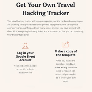 Travel Hacking Google Sheet Tracker Credit Card Churning - Etsy