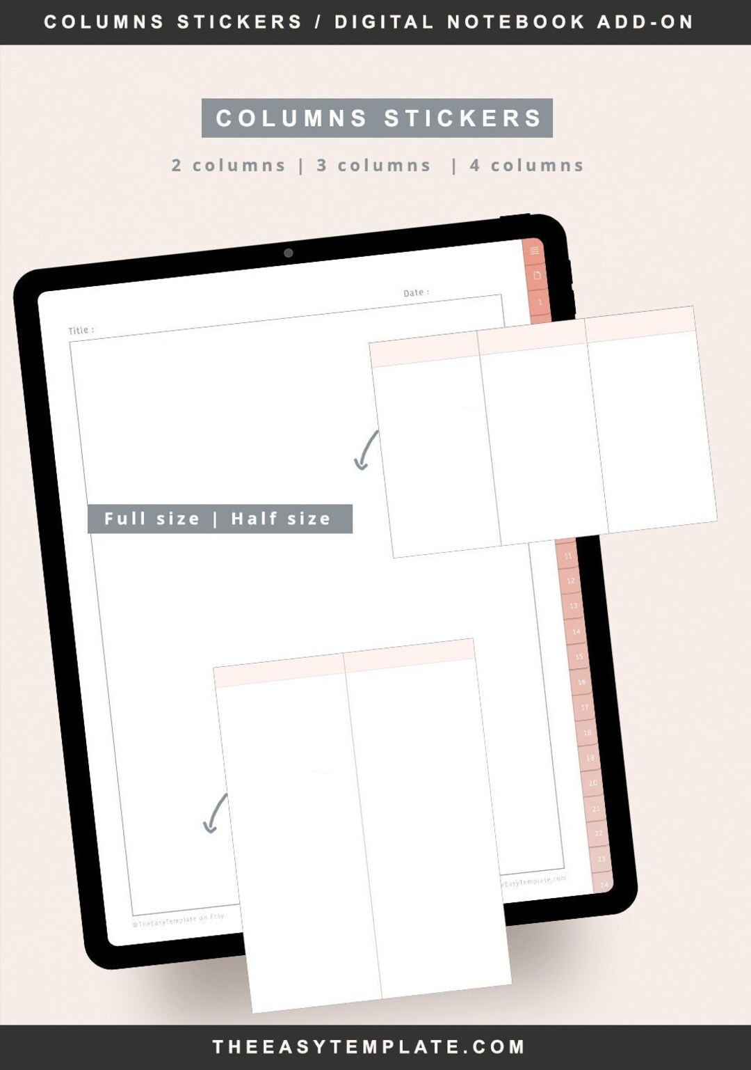 Digital Note Paper Sticker Column Goodnotes Predrawn Columns Notability ...