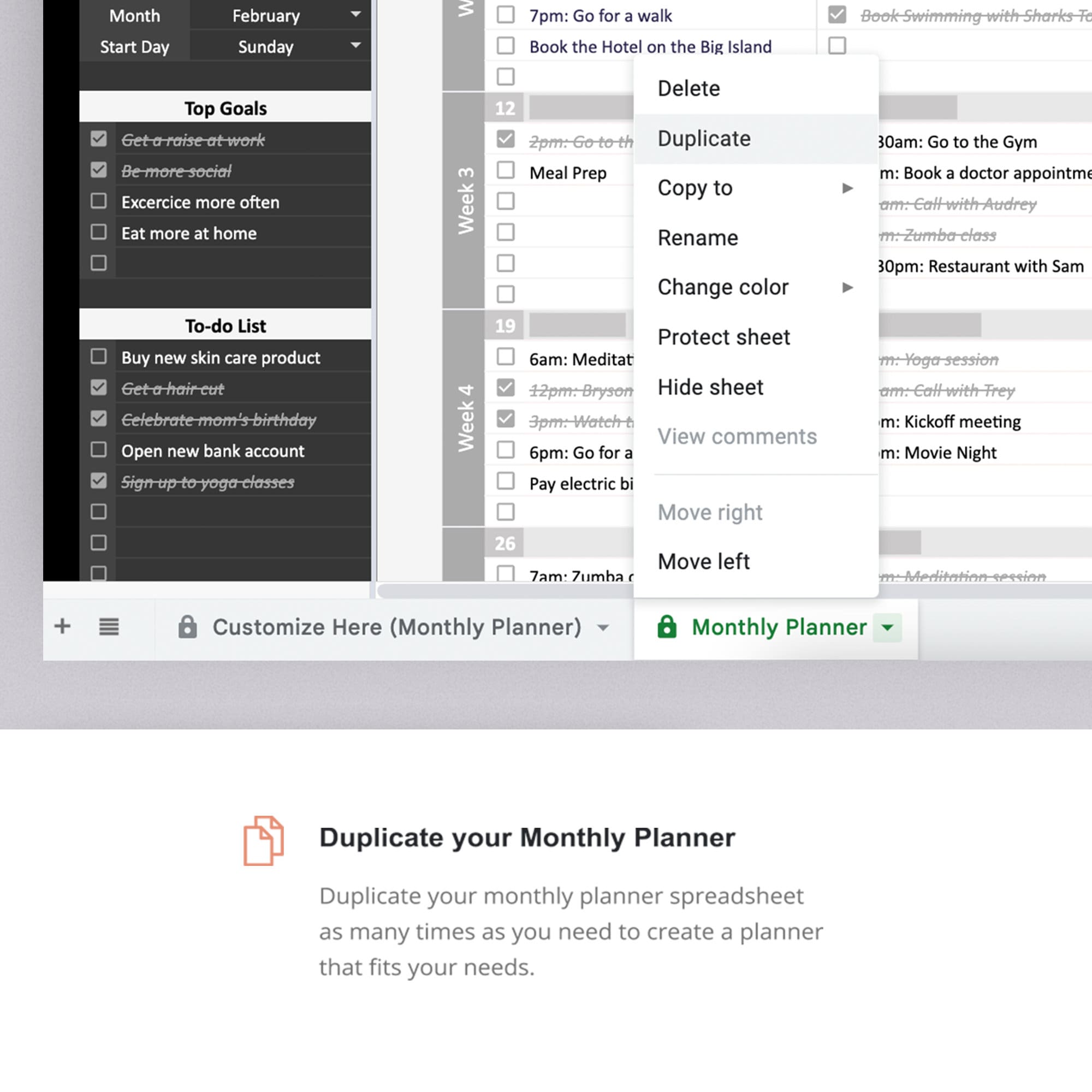 Spreadsheet Planner Google Sheets Planner Monthly Calendar Template ...