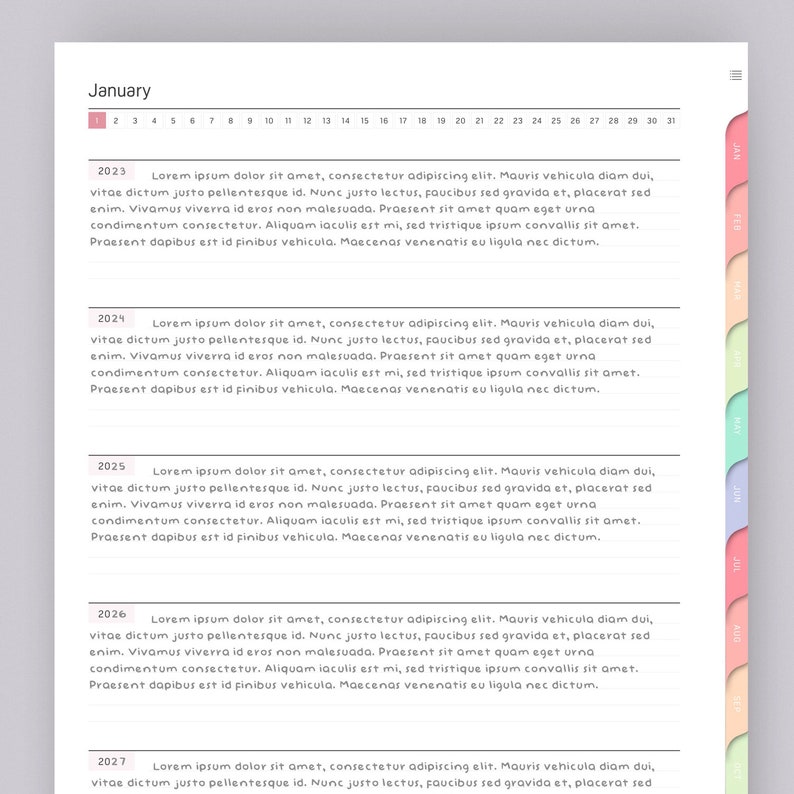 Digital One Line a Day 5 Year Book Daily Journal 365 Day Journal Five ...