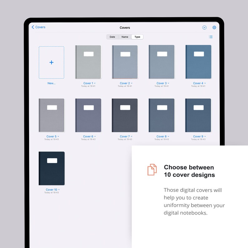 Blue Digital Covers Goodnotes Notebook Minimalist Covers Dreamy Blue ...