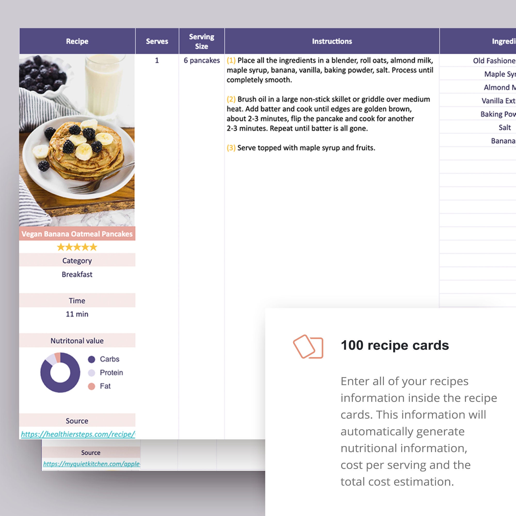 Meal Planner Spreadsheet Meal Planning Automated Grocery List ...