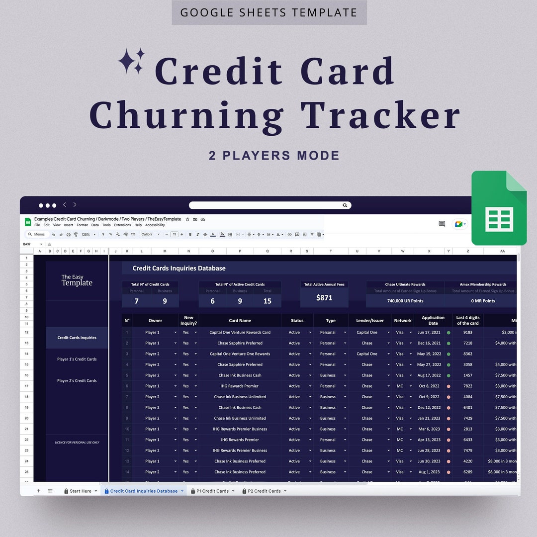 Credit Card Churning Spreadsheet Travel Reward Credit Card Churn ...