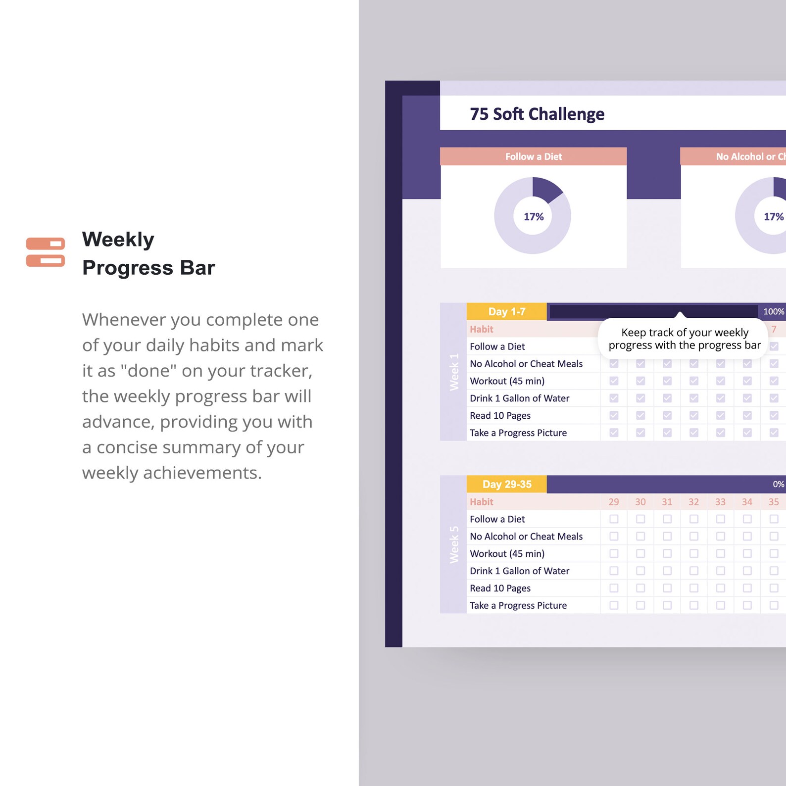 75 Soft Tracker Wellness Challenge Spreadsheet Daily Habit Checklist ...