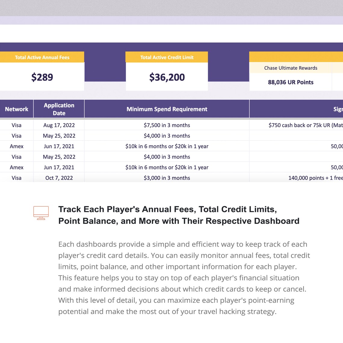 Travel Hacking Spreadsheet Credit Card Points Redemption - Etsy