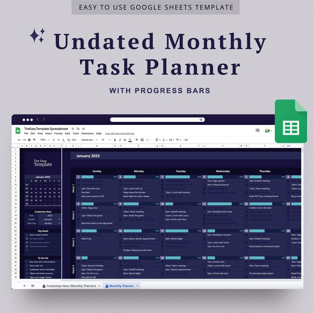 Digital Monthly Planner to Do List Task Scheduling Organization Google ...