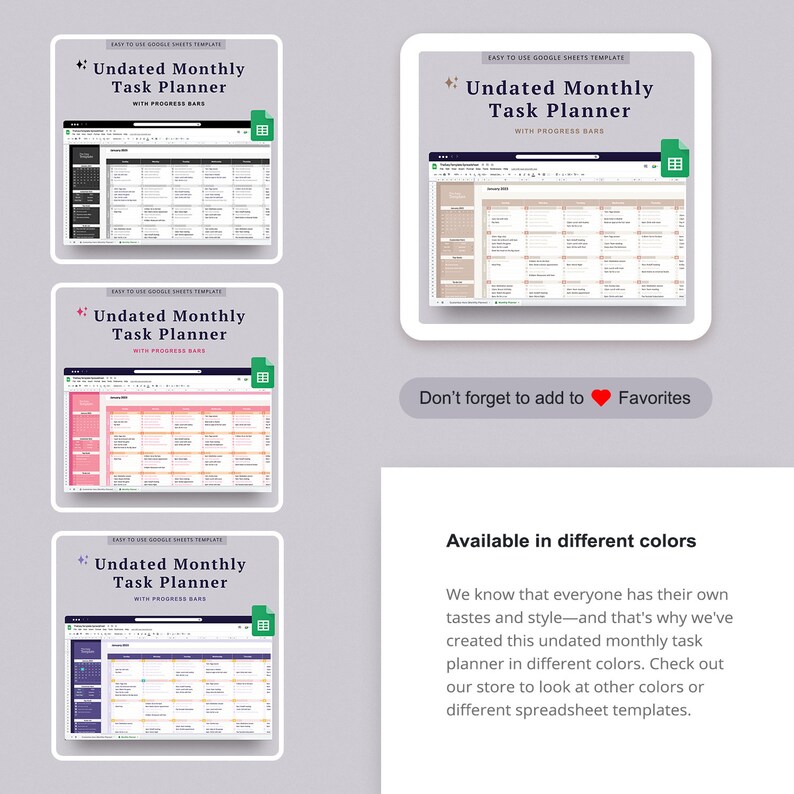 Monthly Planner Google Sheets 2023 2024 Calendar Undated Daily Planner ...