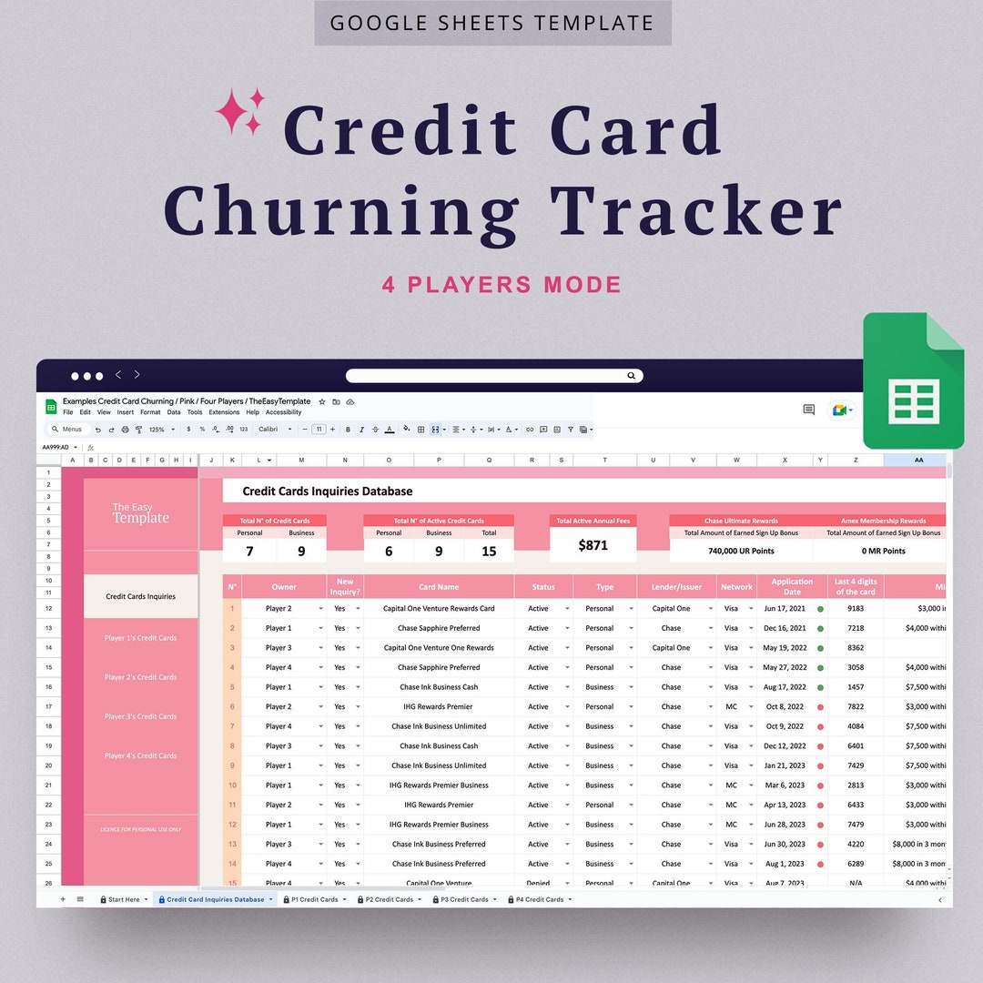 Credit Card Information Tracker, Credit Card Churning Travel Credit ...