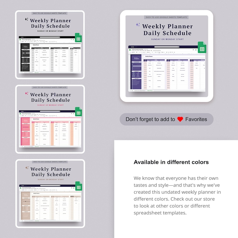 Google Sheets Weekly Template Digital Schedule Daily Planner Sheets ...