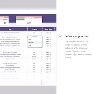 Digital to Do List for Google Sheet, Goal Tracker, Planner Task ...
