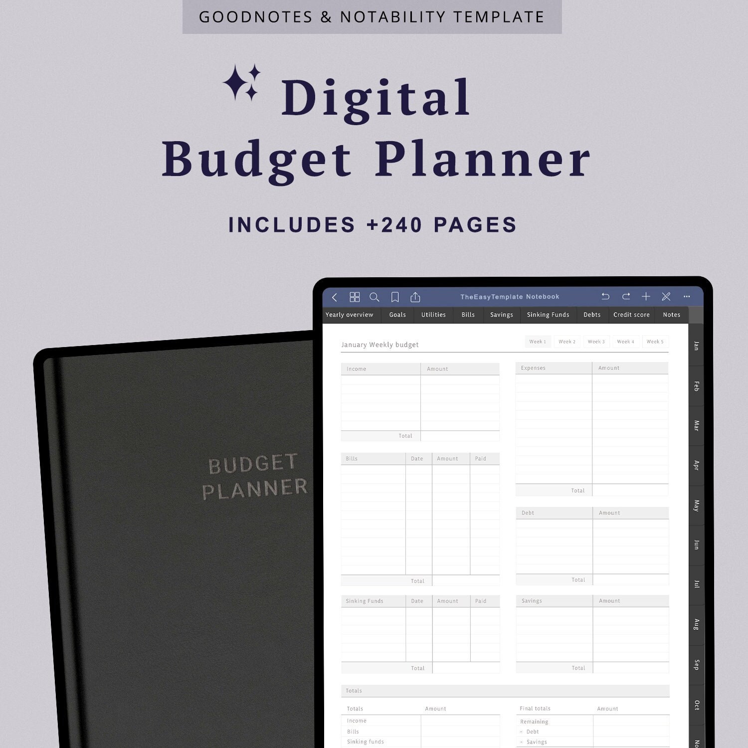 Classic Digital Budget Planner Goodnotes Paycheck Budget Bi-weekly ...