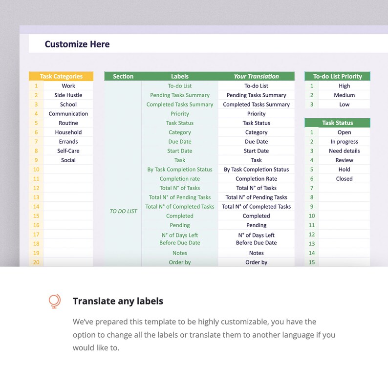 Digital to Do List Google Sheets Template Student Planner Productivity ...